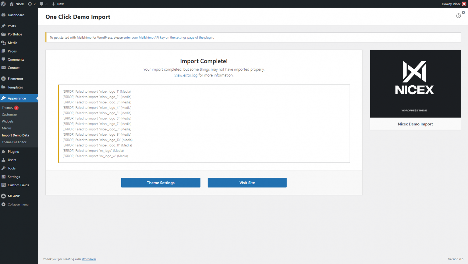 One Click Demo Import – Documentation